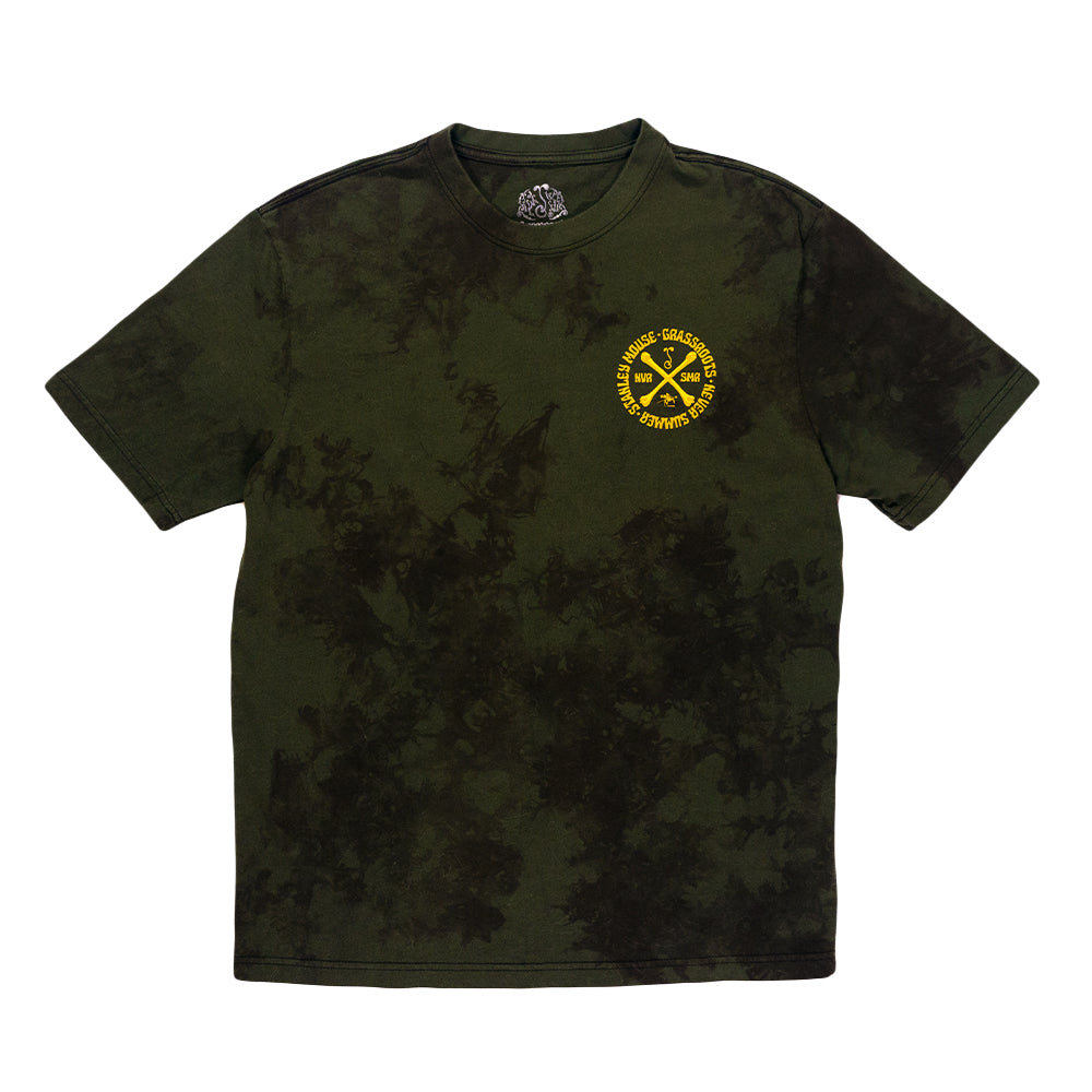 Camiseta teñida de verde con el logo de Stanley Mouse Mandolin Jester ...